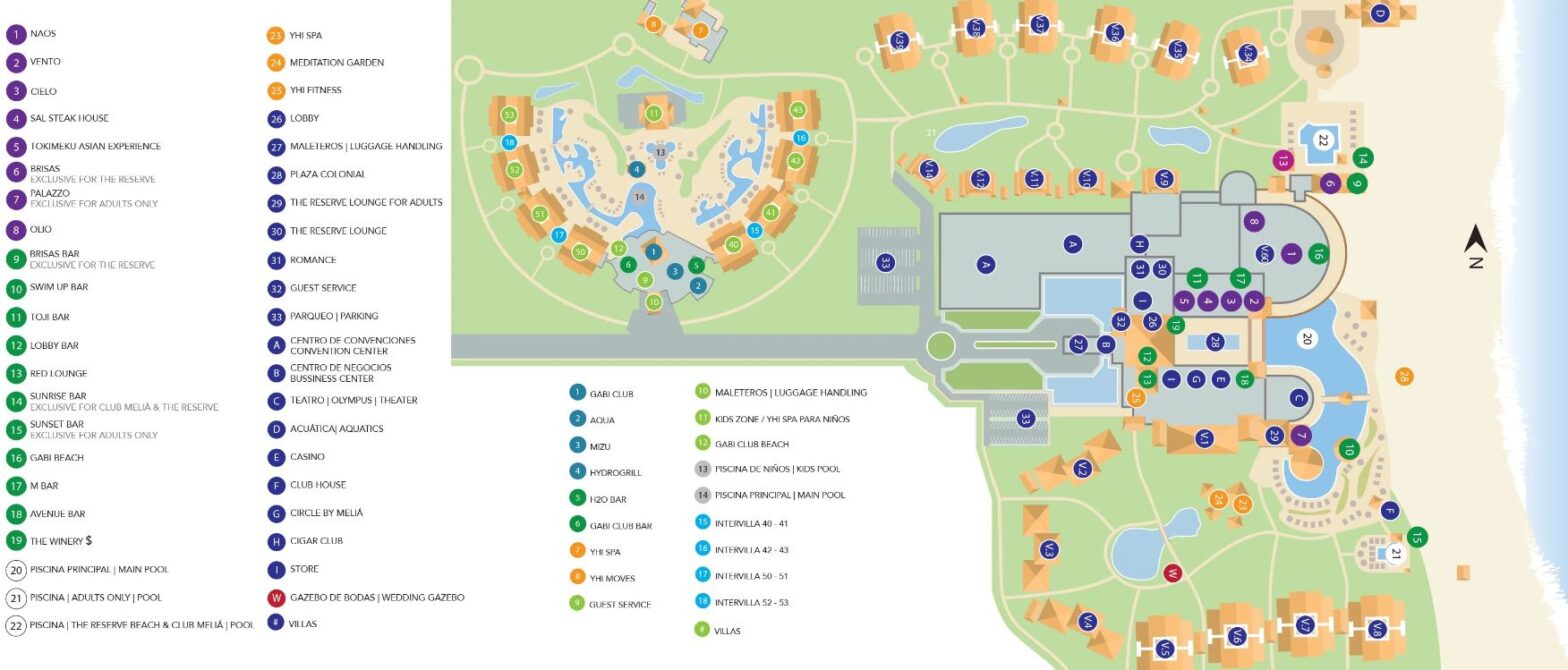 Resort Map of Paradisus Palma Real, Punta Cana