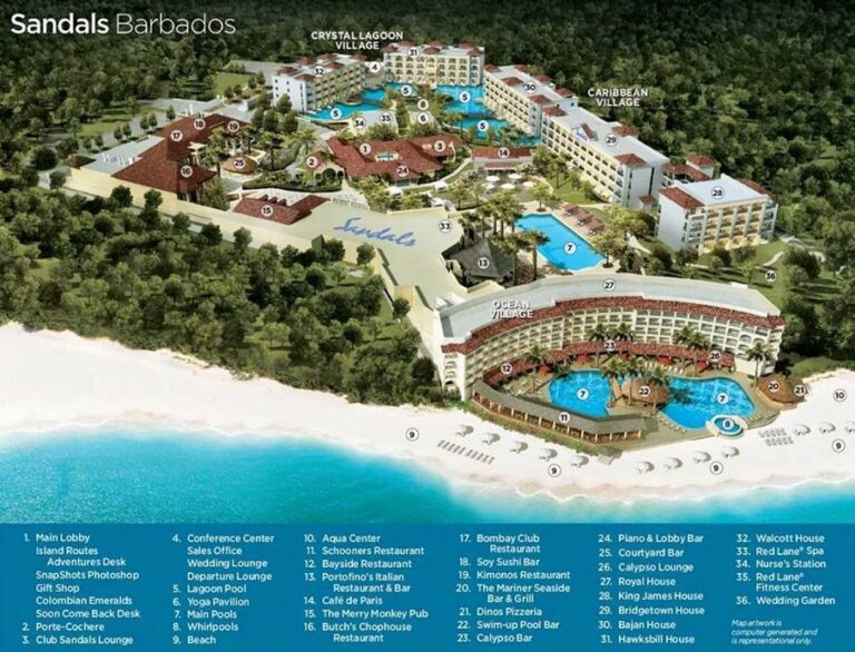 Resort Map of Sandals Barbados, Barbados