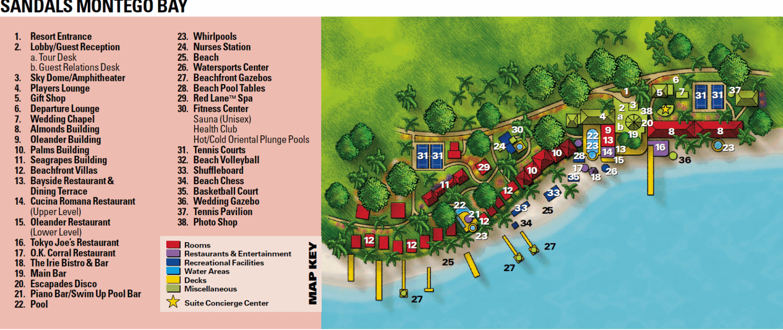 Resort Map of Sandals Montego Bay