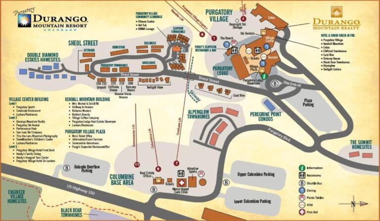 Durango Mountain Resort Map, Durango, CO